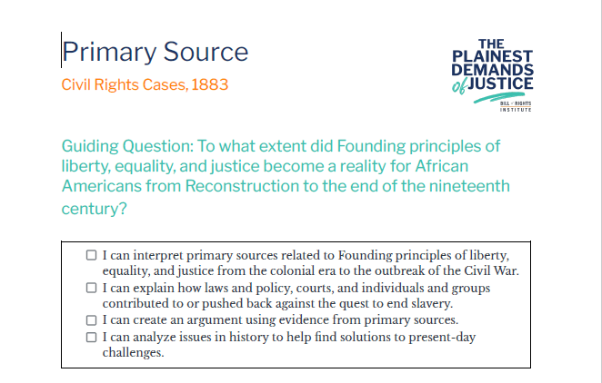 Civil Rights Cases, 1883 | Bill of Rights Institute