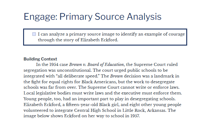 Elizabeth Eckford and Courage Primary Source Analysis - Bill of Rights ...