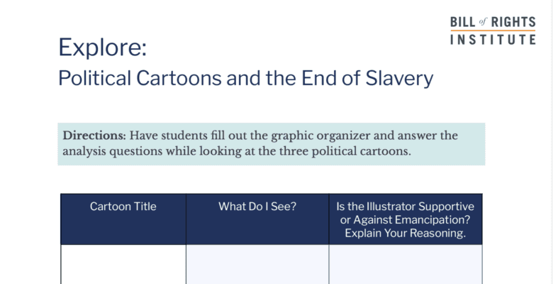 Political Cartoons and the End of Slavery Graphic Organizer | Bill of ...