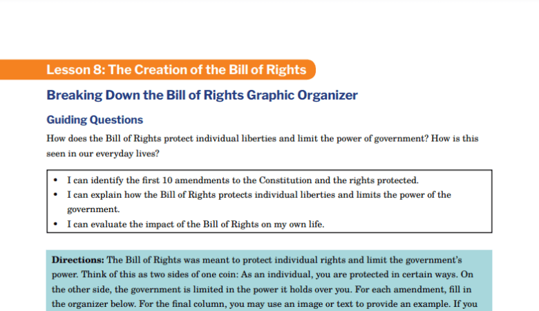 Breaking Down the Bill of Rights Graphic Organizer | Bill of Rights ...