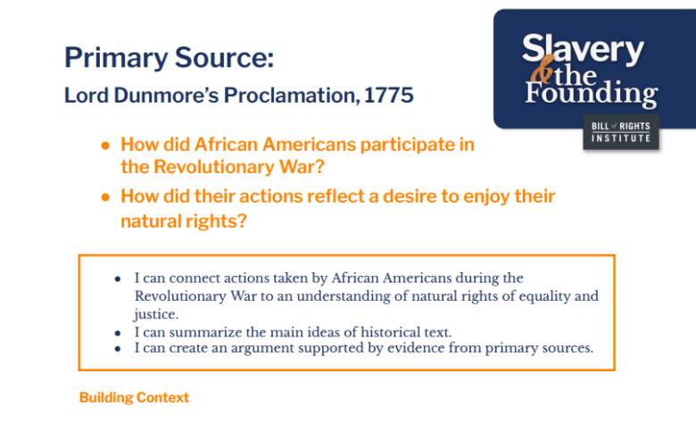 Lord Dunmore's Proclamation, 1775 | Bill of Rights Institute