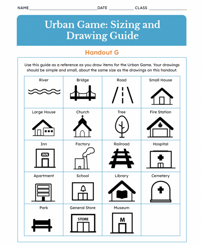 The Urban Game Handout | Industrialization and Immigration | Elementary