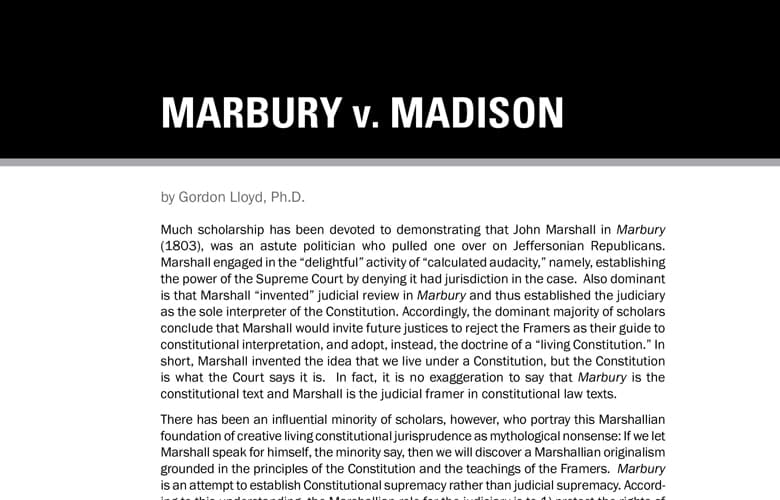 Marbury v. Madison Essay - Bill of Rights Institute
