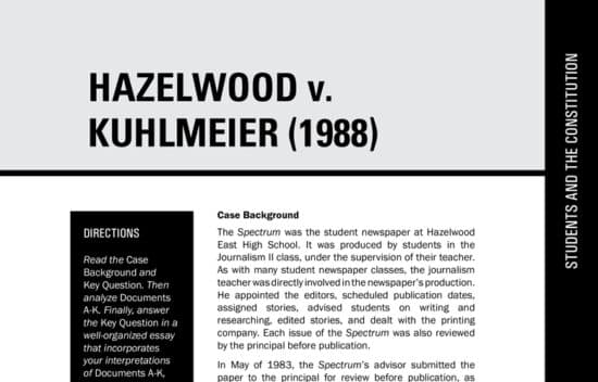 Landmark Supreme Court Cases: Hazelwood v Kuhlmeier | Bill of Rights ...