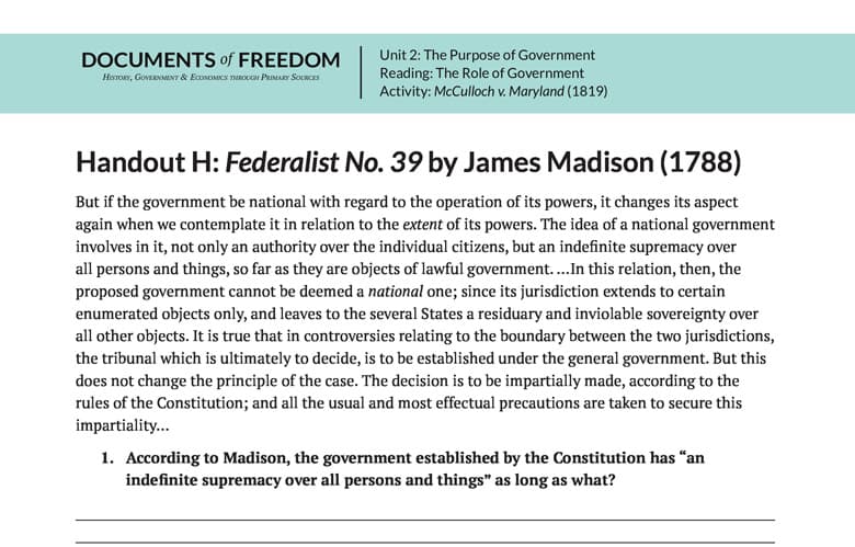 Primary Source: Federalist No. 39 | Bill of Rights Institute