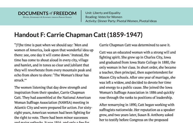 Handout F: Carrie Chapman Catt | Bill of Rights Institute