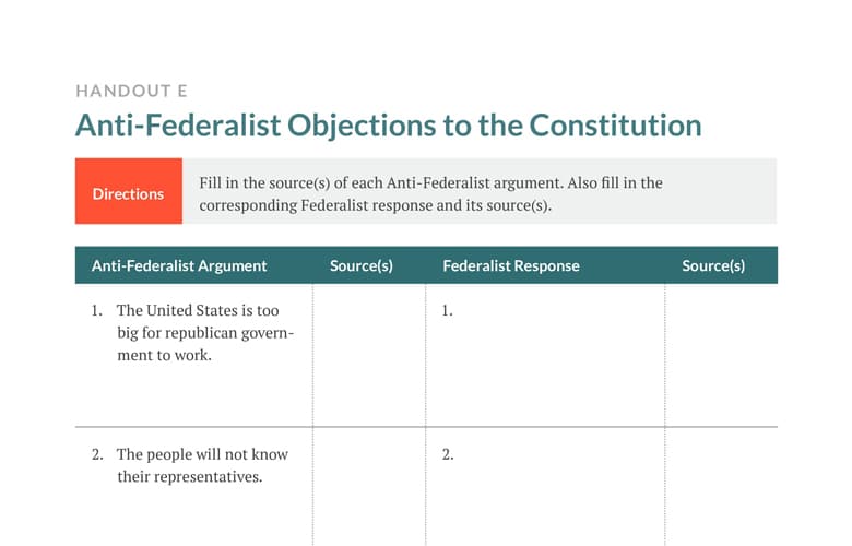 Handout E: Anti-Federalist Objections to the Constitution | Bill of ...