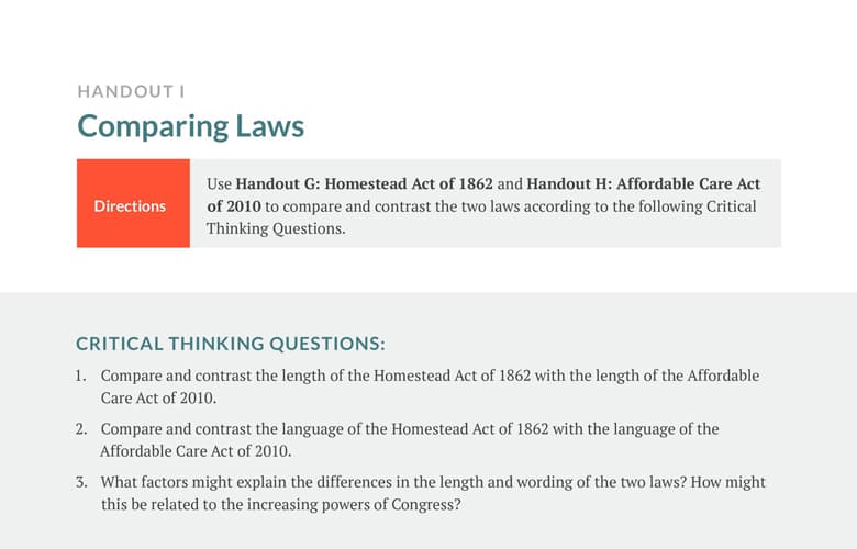 Handout I: Comparing Laws | Bill of Rights Institute