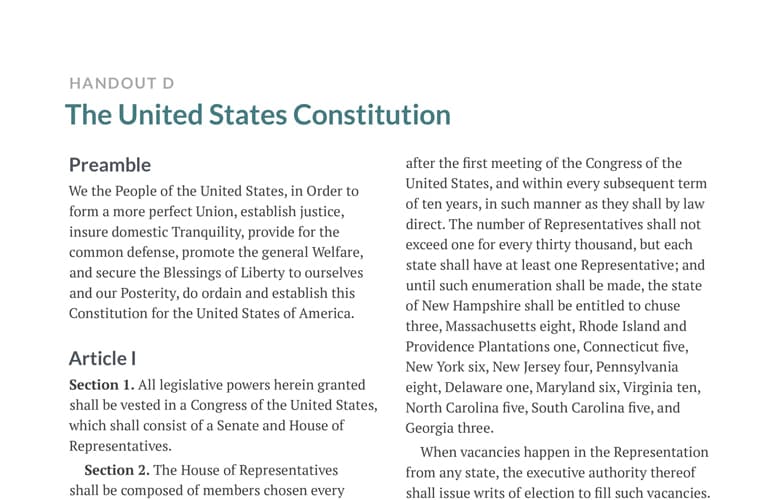Handout D: The United States Constitution | Bill of Rights Institute