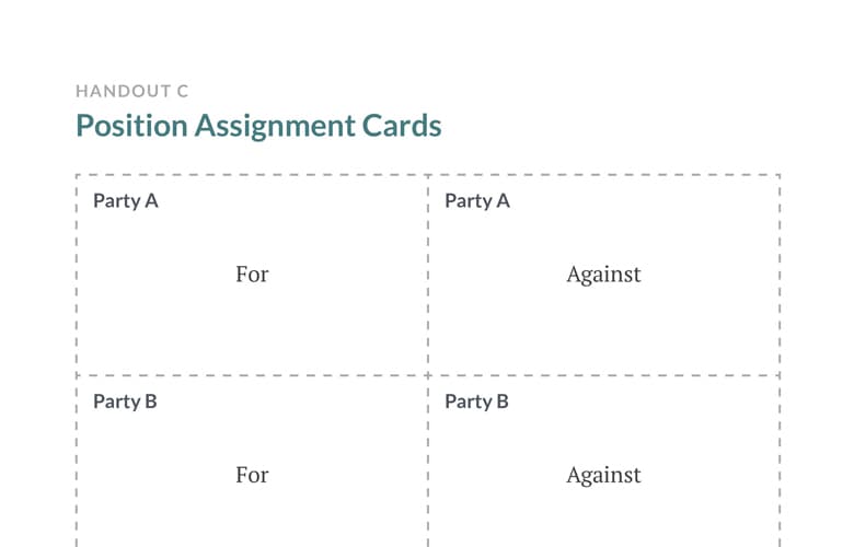 Handout C: Position Assignment Cards | Bill of Rights Institute
