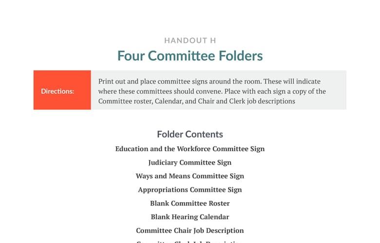Handout H: Four Committee Folders | Bill of Rights Institute