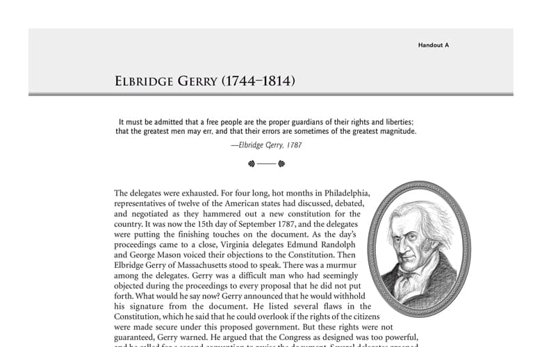 Handout A: Elbridge Gerry (1744–1814) | Bill of Rights Institute