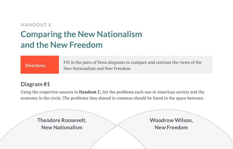 Handout E: Comparing the New Nationalism and the New Freedom | Bill of ...