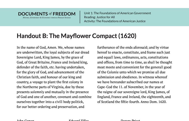 Primary Source: The Mayflower Compact | Bill of Rights Institute