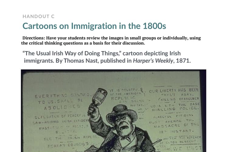 Handout C: Cartoons on Immigration in the 1800s | Bill of Rights Institute