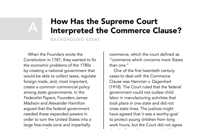 Handout A: How Has the Supreme Court Interpreted the Commerce Clause ...