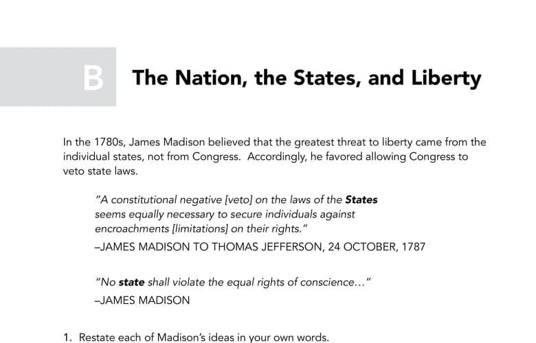 Handout B: The Nation, the States, and Liberty | Bill of Rights Institute