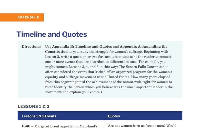 Timeline and Quotes (Appendix B) - Bill of Rights Institute